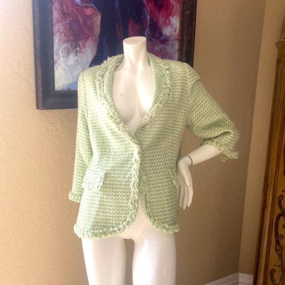 Steilmann | Jackets & Coats | Steilmann Greenwhite Tweed Jacket Sz 6 ...